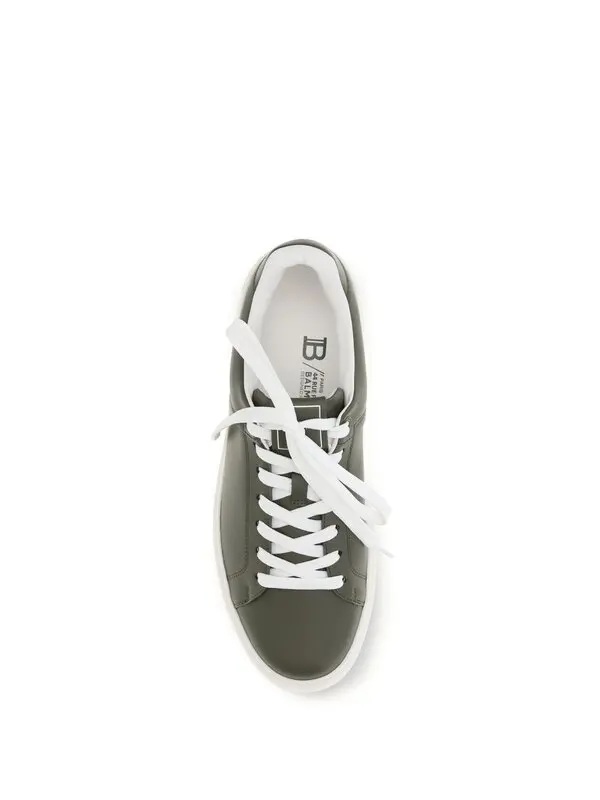 Balmain B-court Calfskin Leather Sneakers - Green