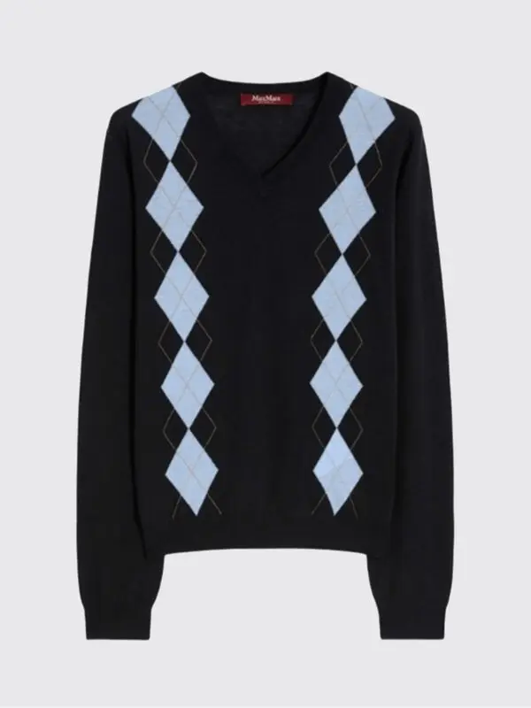 Max Mara V-neck Argyle Sweater - Blue