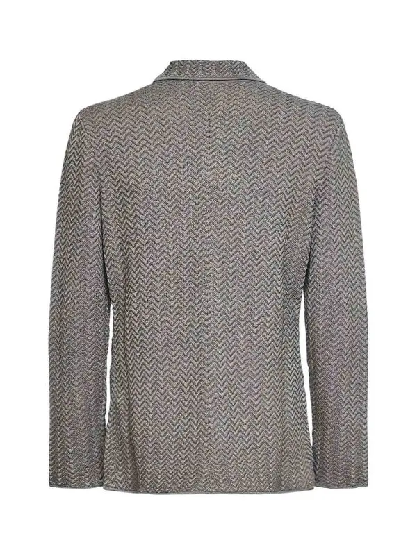Giorgio Armani Grey Chevron Ottoman Viscose Blend Jacket