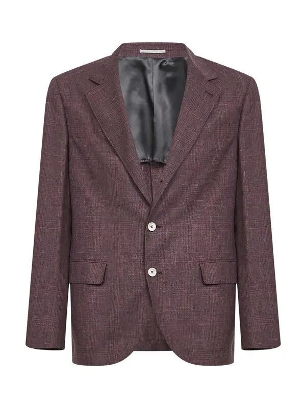 Brunello Cucinelli Cherry Prince Of Wales Single-breasted Blazer - Multicolor