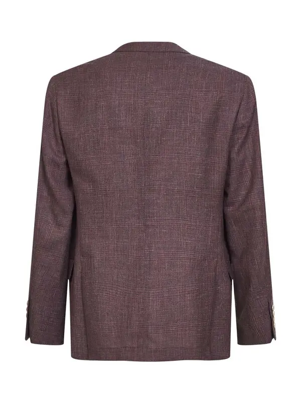 Brunello Cucinelli Cherry Prince Of Wales Single-breasted Blazer - Multicolor