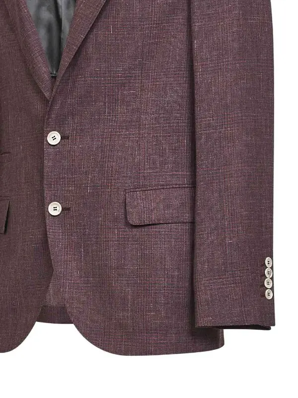 Brunello Cucinelli Cherry Prince Of Wales Single-breasted Blazer - Multicolor