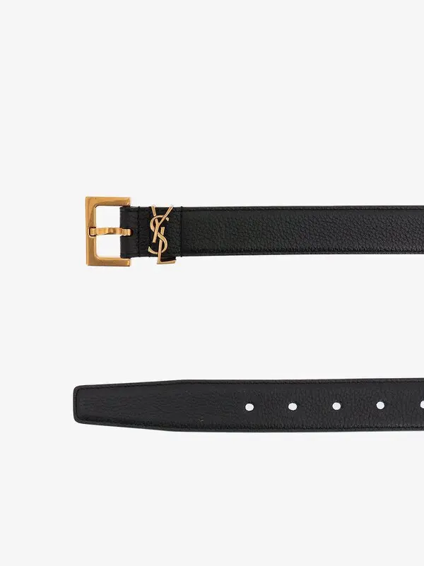 Saint Laurent Leather Belt With Cassandre Monogram - Multicolor