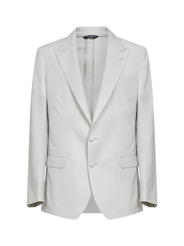 Dolce & Gabbana Beige Wool Poplin Single-breasted Blazer - Multicolor