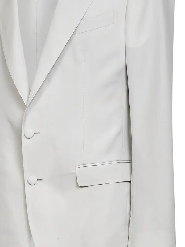 Dolce & Gabbana Beige Wool Poplin Single-breasted Blazer - Multicolor