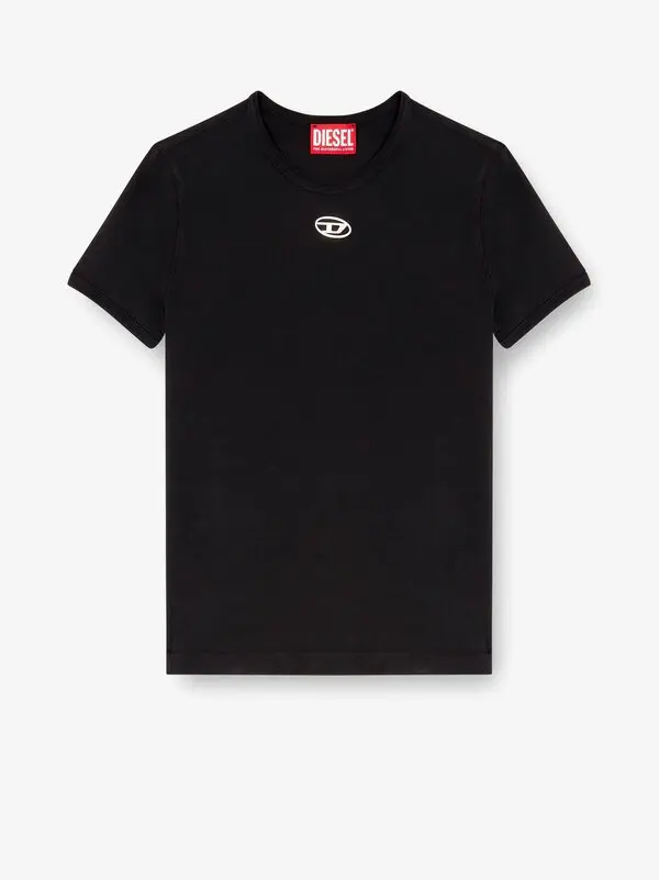 DIESEL® Cropped Cotton Blend T-shirt With Logo Detail - Multicolor