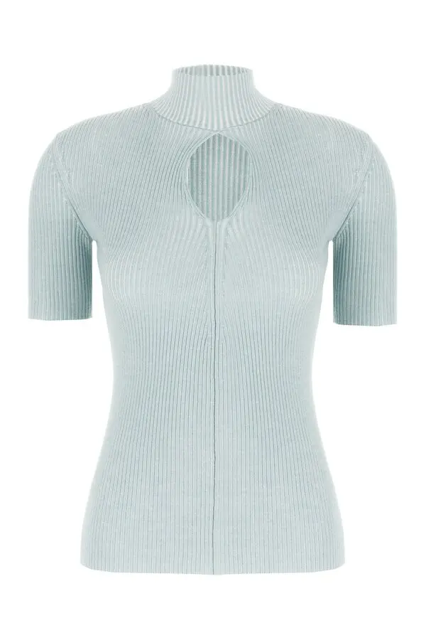 Fendi Ribbed Knit Top With Keyhole Detail - Multicolor