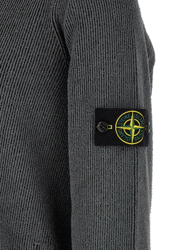 Stone Island Ribbed High Neck Zip-up Sweater
