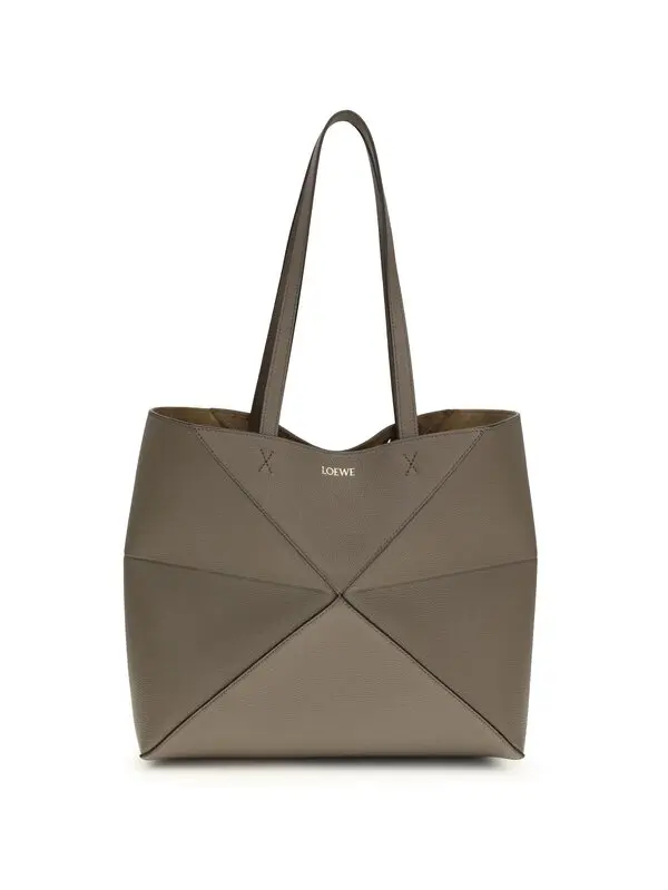 Loewe Medium Puzzle Fold Tote Bag In Calfskin - Gray