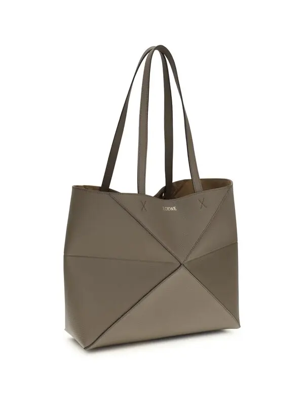 Loewe Medium Puzzle Fold Tote Bag In Calfskin - Gray