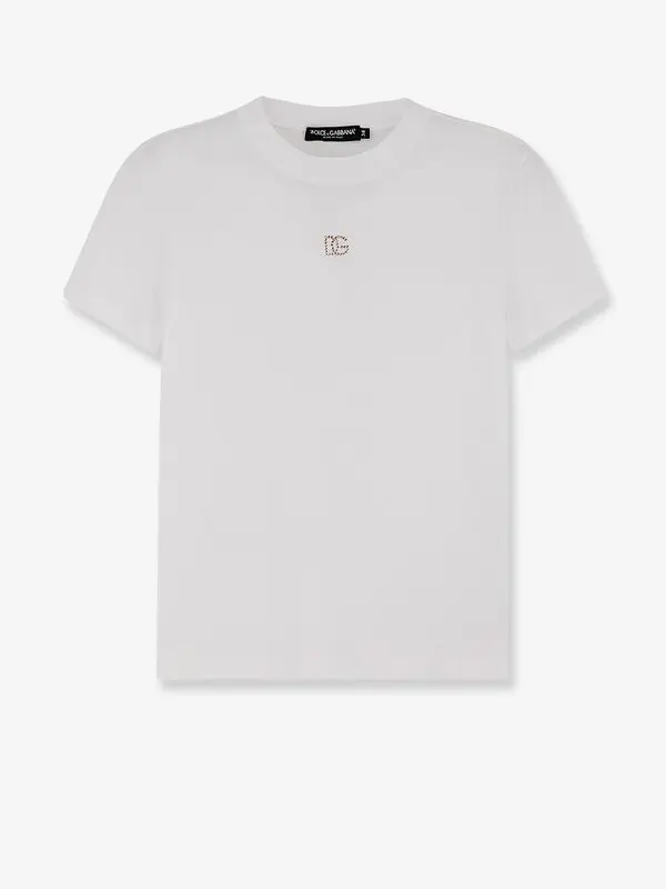 Dolce & Gabbana Embellished Logo Cotton T-shirt