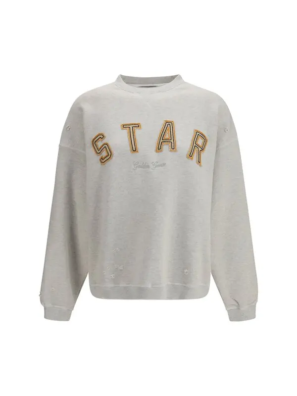 GOLDEN GOOSE Crewneck Sweatshirt With Contrasting Logo - Gray