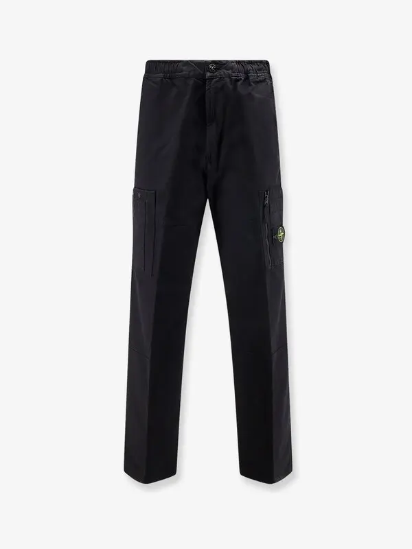Stone Island Organic Cotton Cargo Trousers - Black