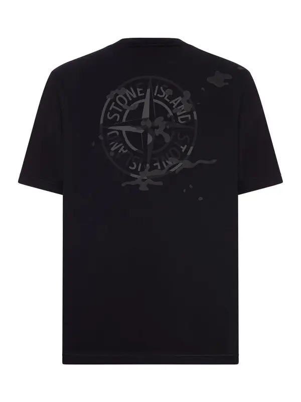 Stone Island T-shirt With Compass Logo Print - Black