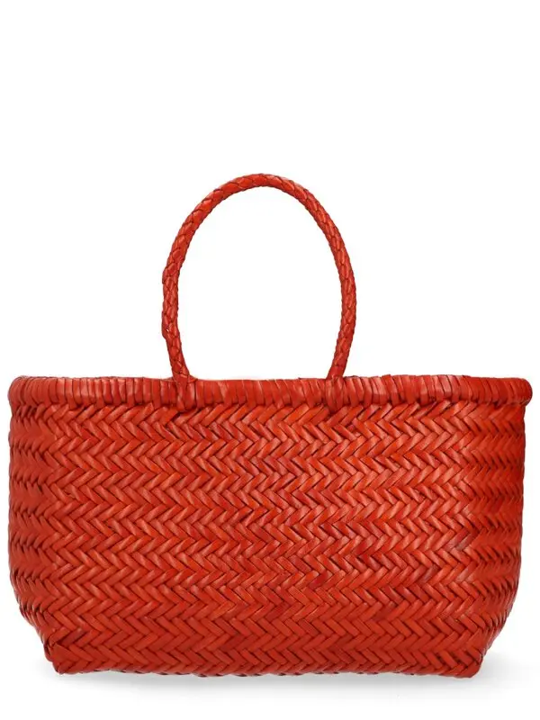 Dragon Diffusion Borsa Triple Jump Small Woven Leather Tote - Orange