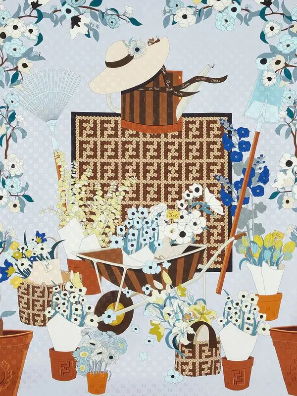 Fendi Silk Scarf With Gardening Print - Multicolor