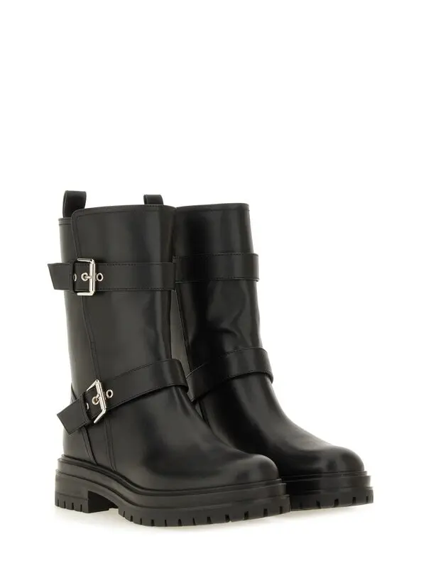 GIANVITO ROSSI Thiago Buckled Calfskin Boots - Black