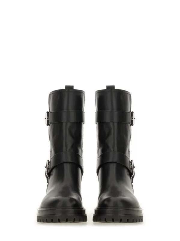 GIANVITO ROSSI Thiago Buckled Calfskin Boots - Black