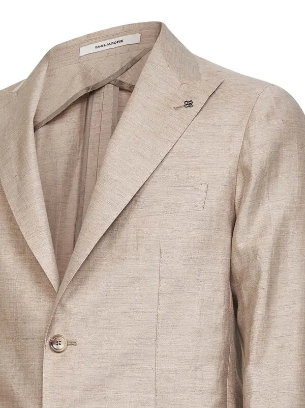 Tagliatore Dove Grey Linen And Cotton Blend Montecarlo Single-breasted Blazer