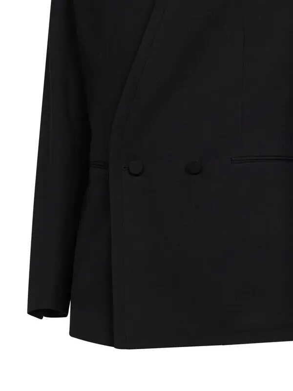 Tagliatore Black Stretch Virgin Wool Blend Cannes Double-breasted Blazer - Multicolor
