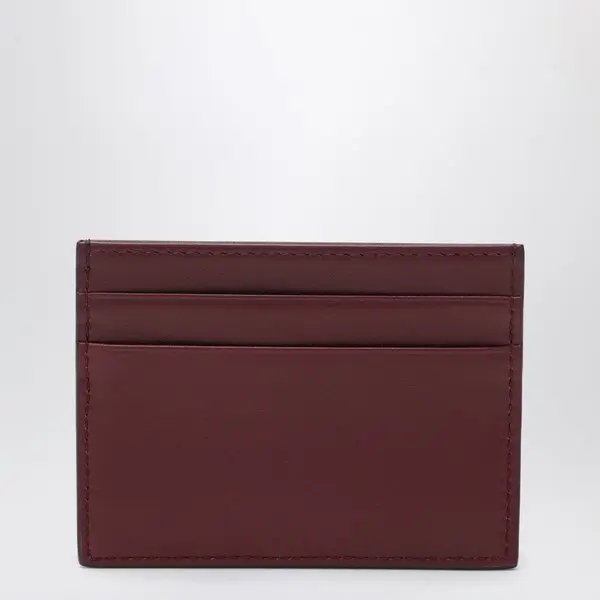 Dolce & Gabbana Bordeaux Leather Cardholder With Logo Plate - Red