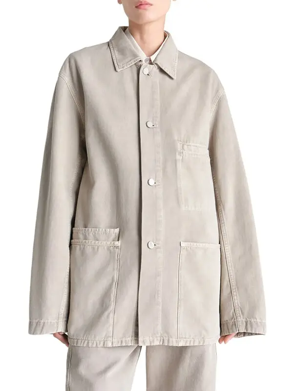 LEMAIRE Utility Overshirt In Snow Broken Twill