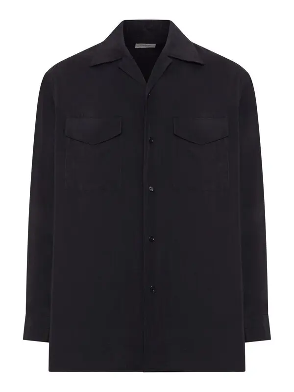 LEMAIRE Convertible Collar Shirt In Dry Silk