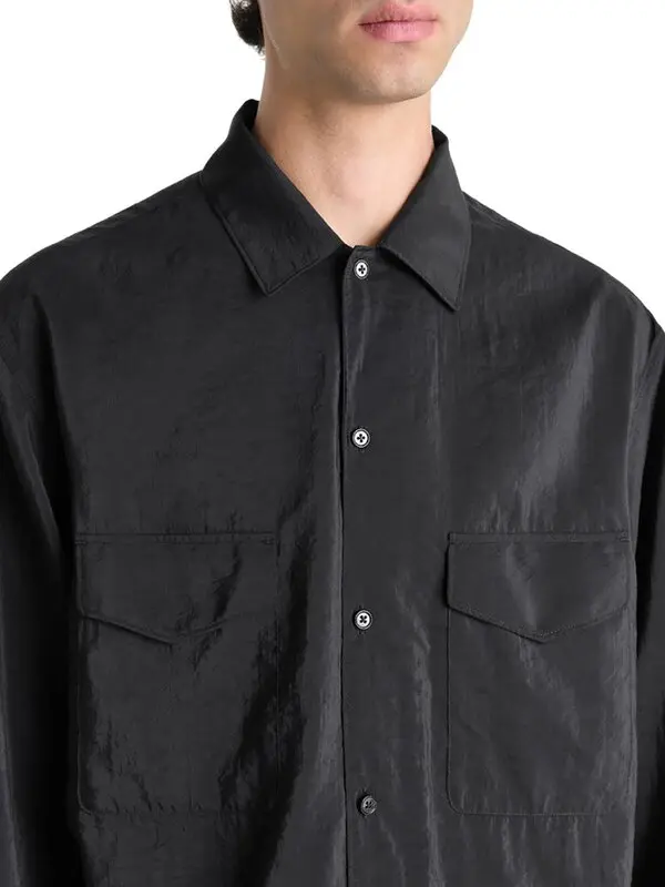 LEMAIRE Convertible Collar Shirt In Dry Silk