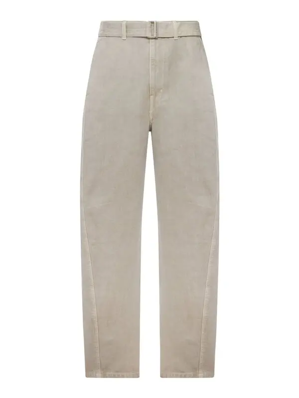 LEMAIRE Twisted Cotton Twill Trousers With Belt - Multicolor
