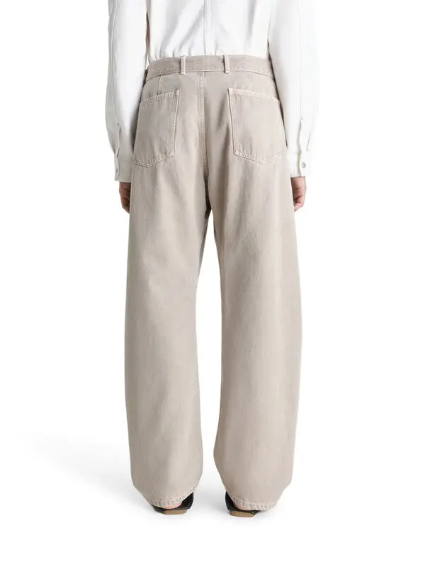 LEMAIRE Twisted Cotton Twill Trousers With Belt - Multicolor