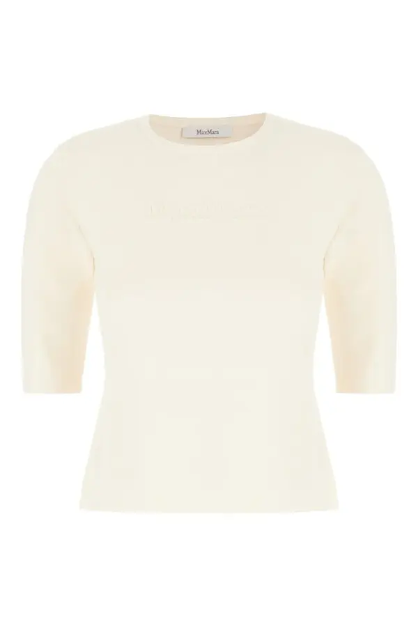 Max Mara Ribbed T-shirt With Logo Detail - Multicolor