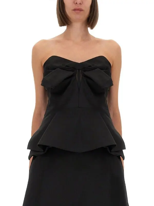 Alexander McQueen Strapless Corset Top With Bow Detail - Black