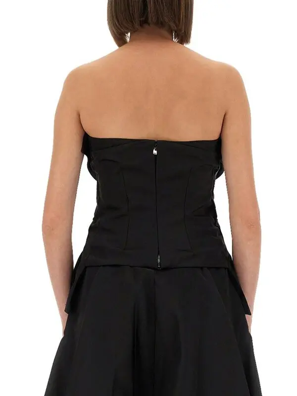 Alexander McQueen Strapless Corset Top With Bow Detail - Black