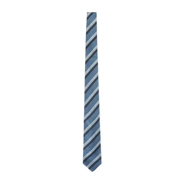 Kiton Silk Tie With Diagonal Stripes - Blue