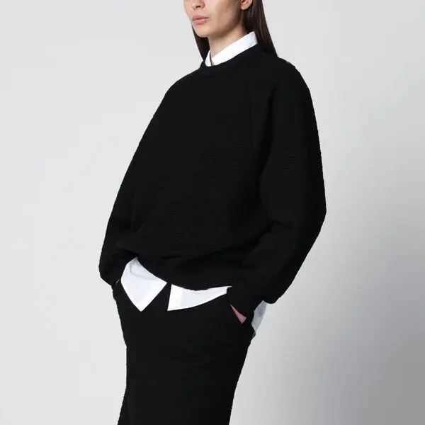 Dries Van Noten Viscose-blend Sweatshirt With All-over Floral Motif - Black