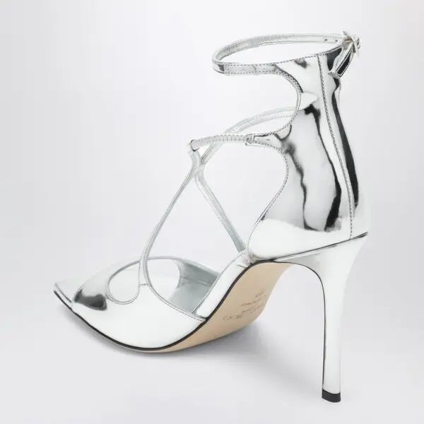 JIMMY CHOO Azia 95 Metallic Sandals - Silver