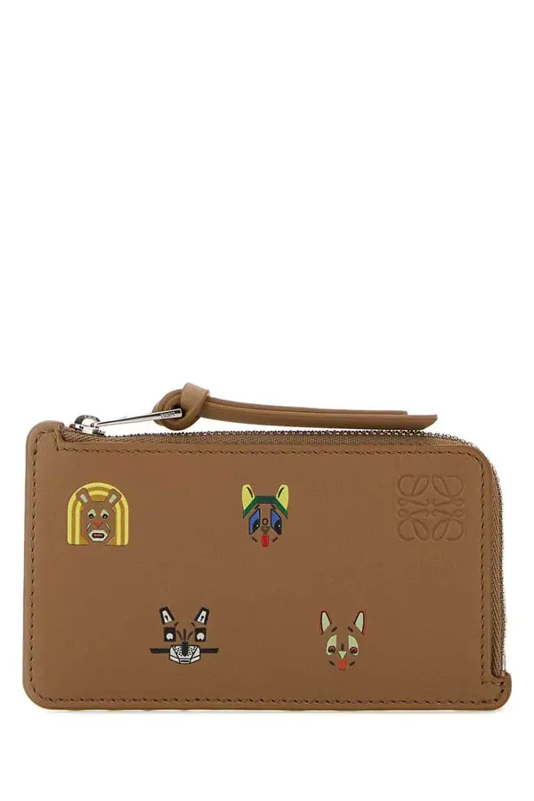 Loewe Camel Leather Card Holder - Brown