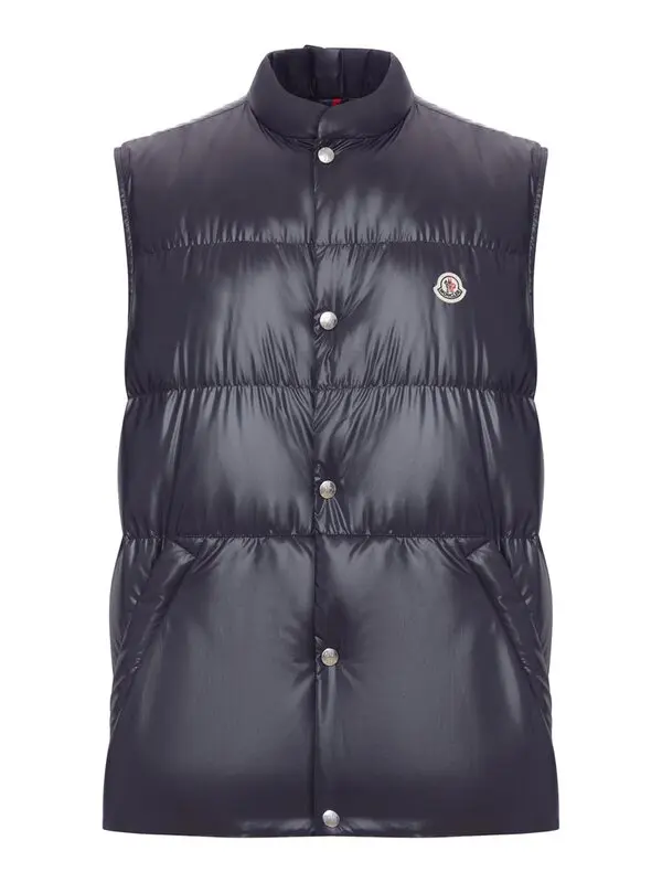 Moncler Restigo Quilted Vest With Logo Patch - Blue