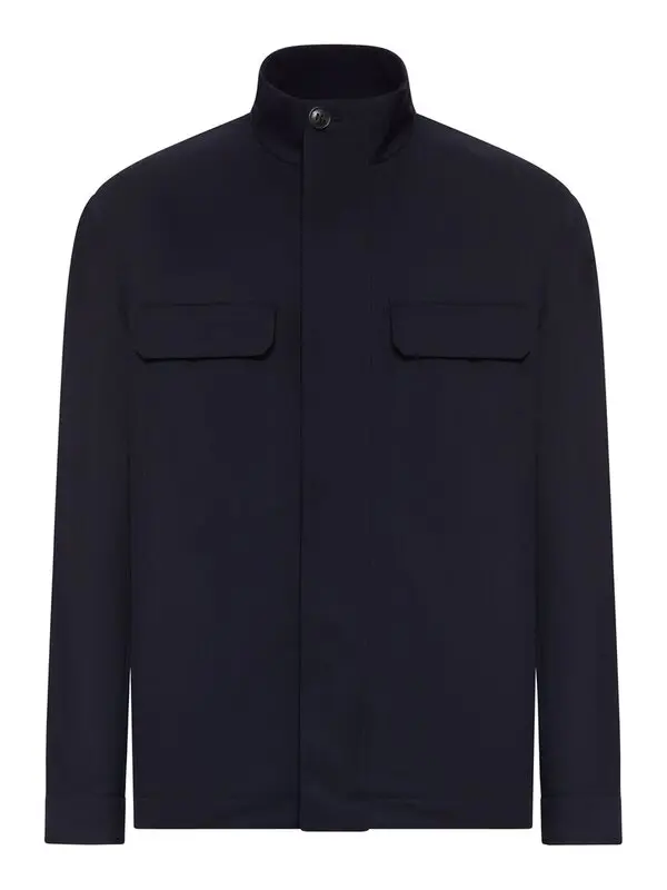Zegna Field Jacket In Twill - Blue