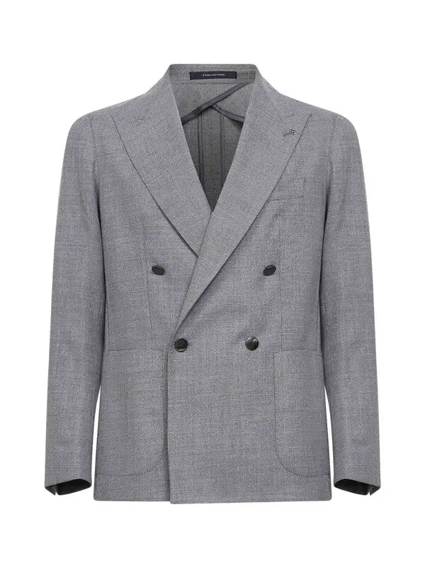 Tagliatore Silver Grey Stretch Virgin Wool Montecarlo Double-breasted Blazer