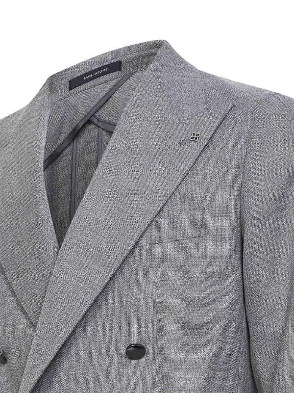 Tagliatore Silver Grey Stretch Virgin Wool Montecarlo Double-breasted Blazer