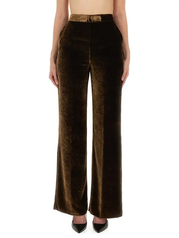 Etro Velvet Straight Leg Pants - Brown