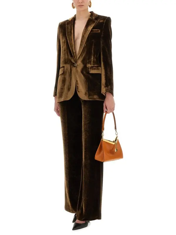 Etro Velvet Straight Leg Pants - Brown