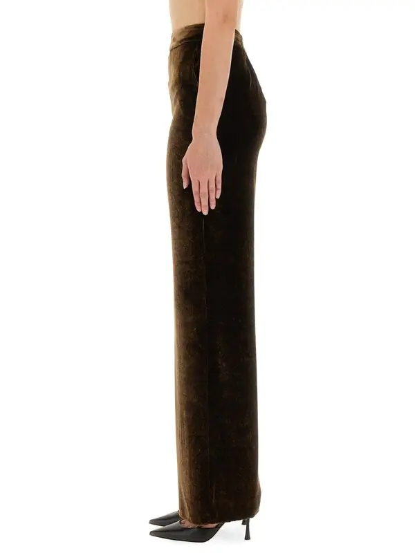Etro Velvet Straight Leg Pants - Brown