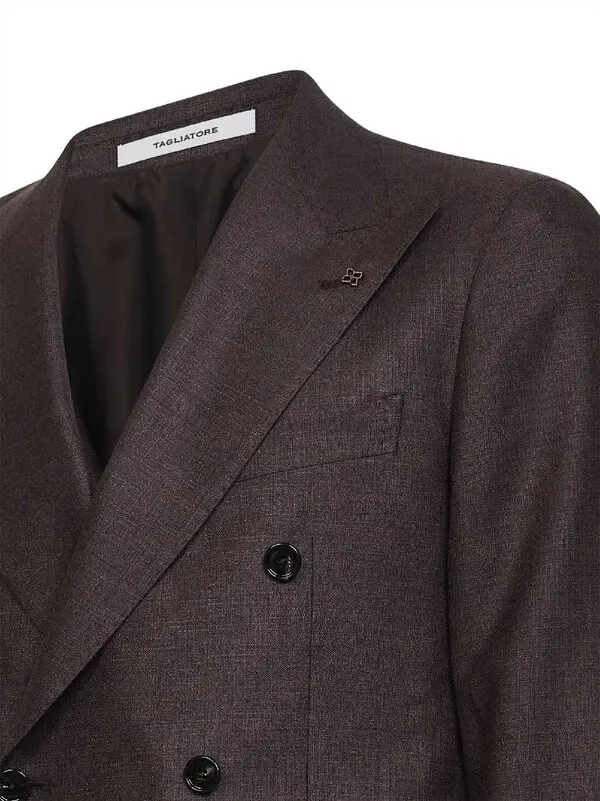 Tagliatore Dark Brown Silk And Wool Vesuvio Double-breasted Blazer