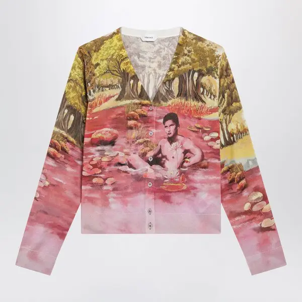 Versace Printed Silk Knit Cardigan - Multicolor