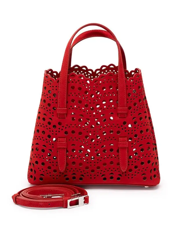 Alaïa Mina 20 Nubuck Tote Bag - Red