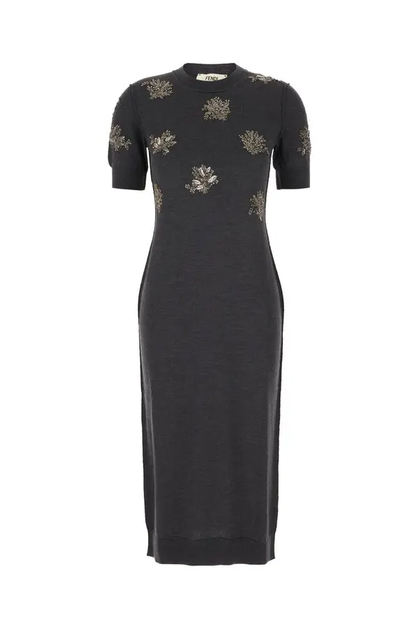 Fendi Embellished Knit Dress - Multicolor