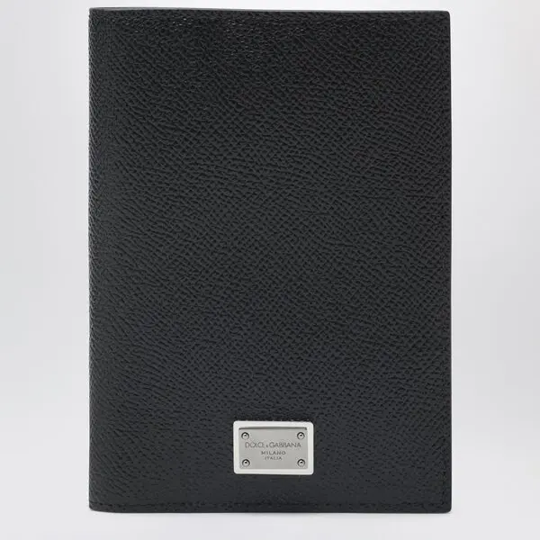 Dolce & Gabbana Passport Holder With Logo Plaque - Black