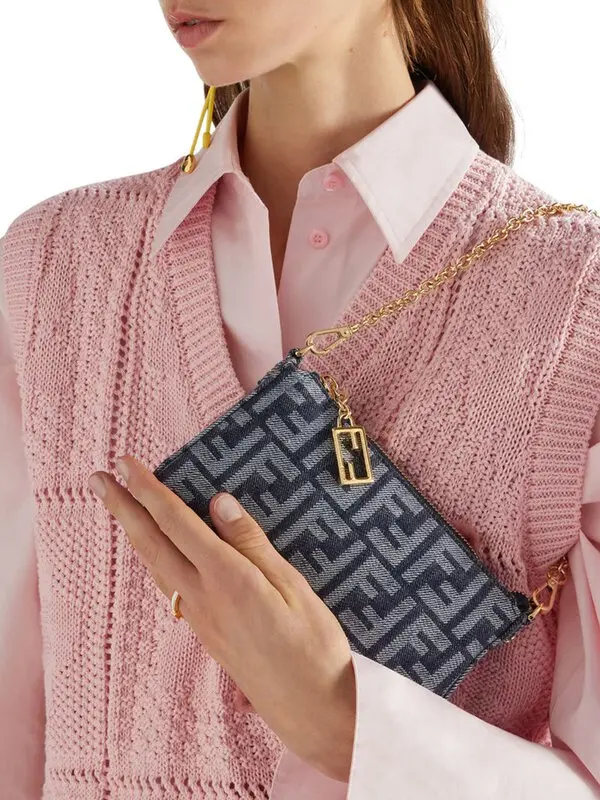 Fendi Ff Jacquard Baguette Pouch - Blue